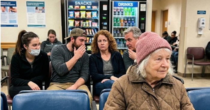 In the hospital waiting room, people were quietly mocking an elderly ...